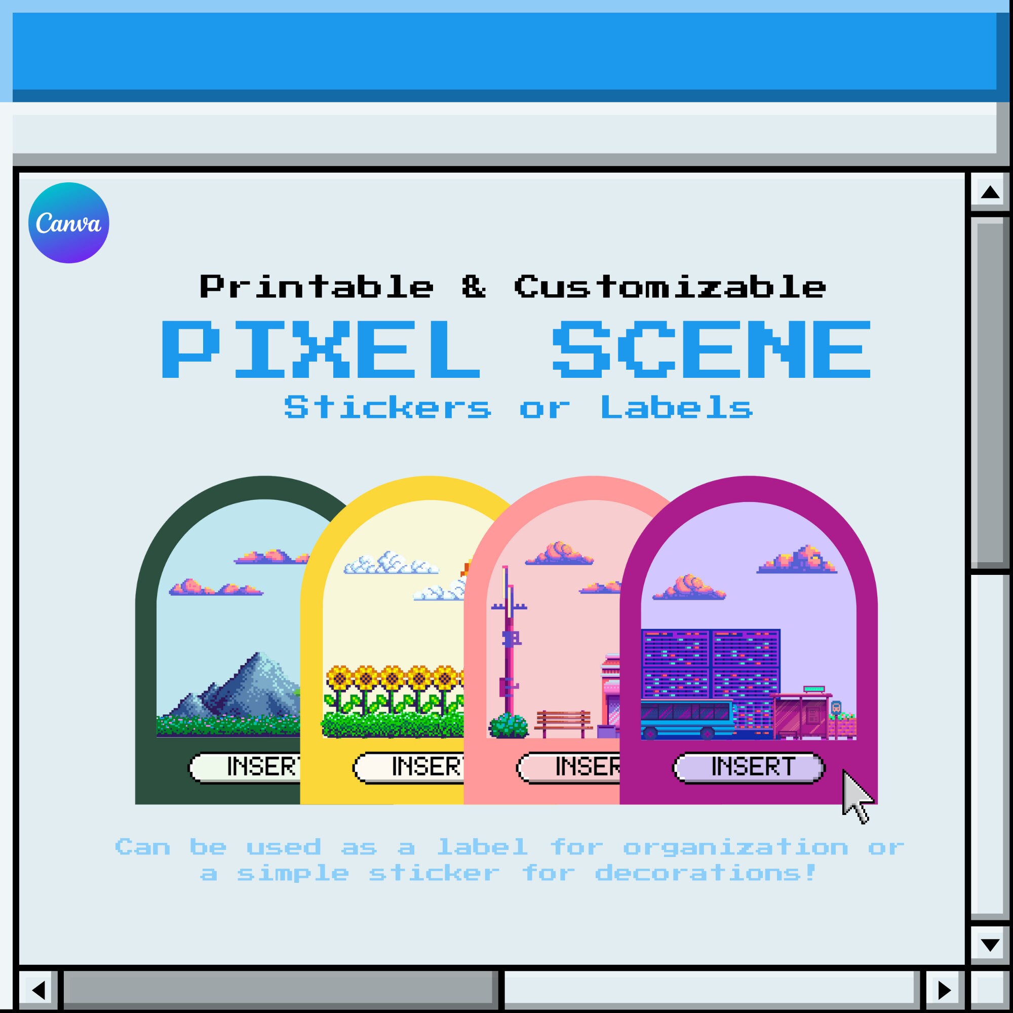 Printable Pixel Art Sticker and Label - Etsy