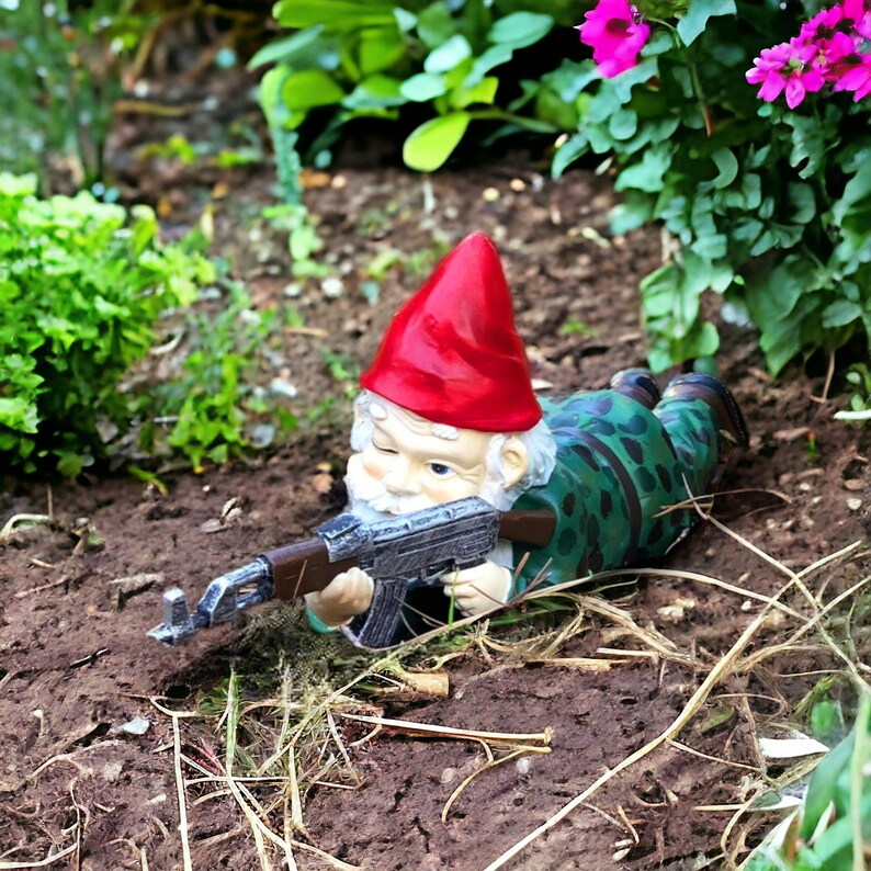 Garden Gnomes With Weapons, Garden Decoration, Garden Gnome Funny ...