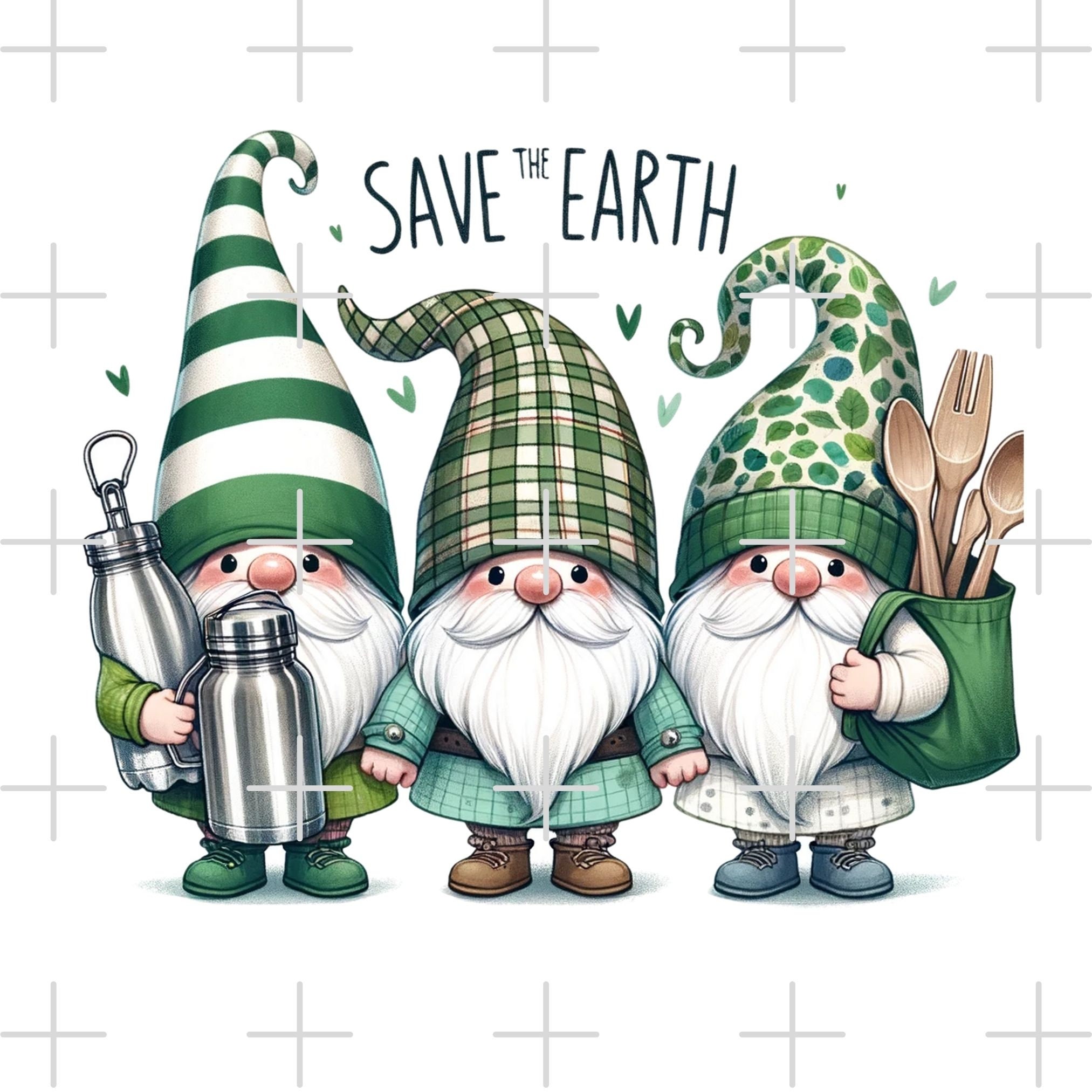 Watercolor Save Earth Gnomes Clipart, 5 PNG Eco Friendly Gnomes Clipart ...