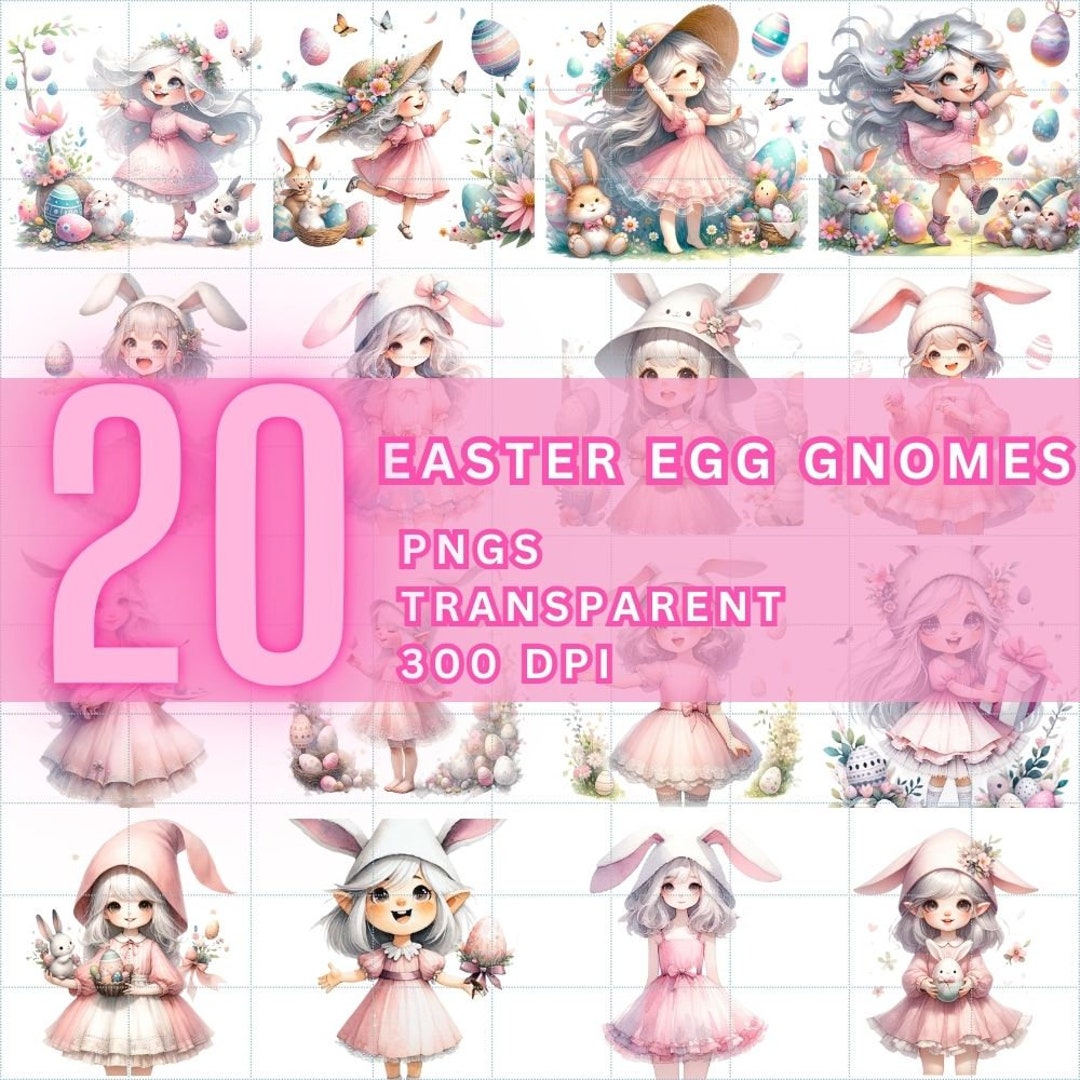 20 Adorable Easter Gnome Clipart Bundle, Easter Eggs Gnome: Watercolor ...