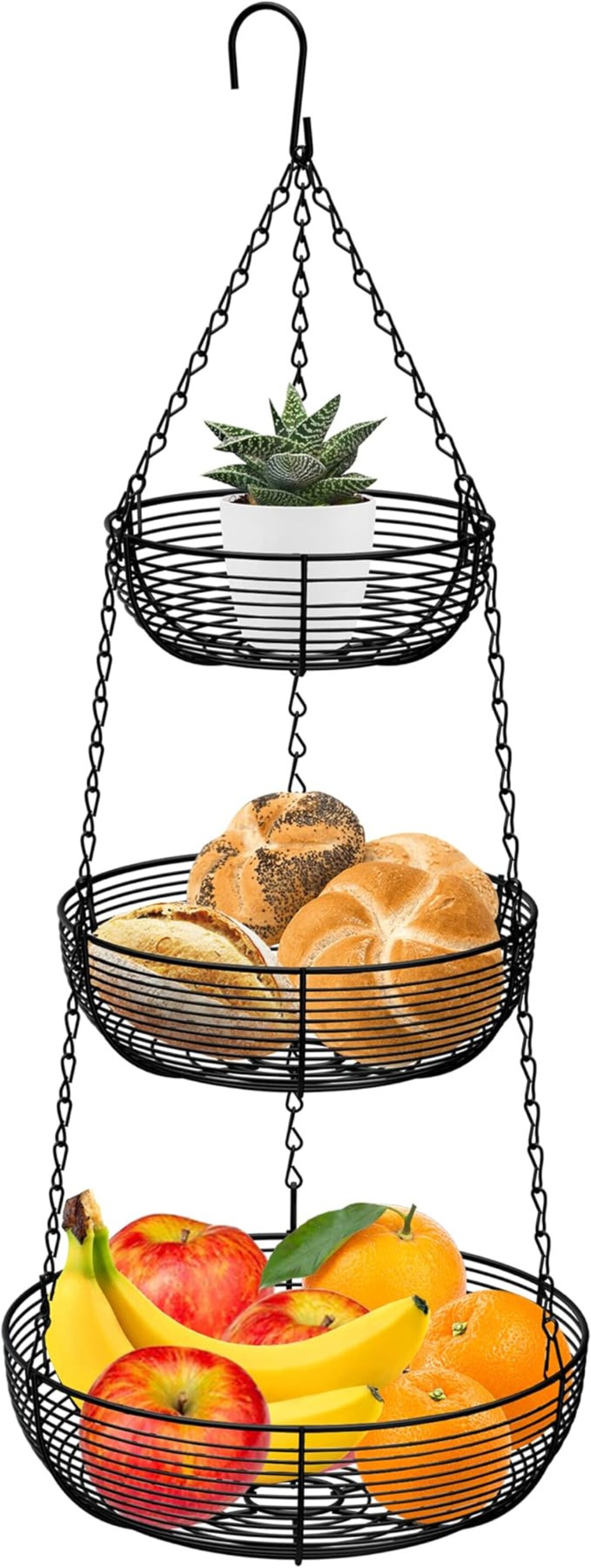 Metal Frame 3-tier Hanging Planter, Fruits Basket/bowls, Macrame Wall ...