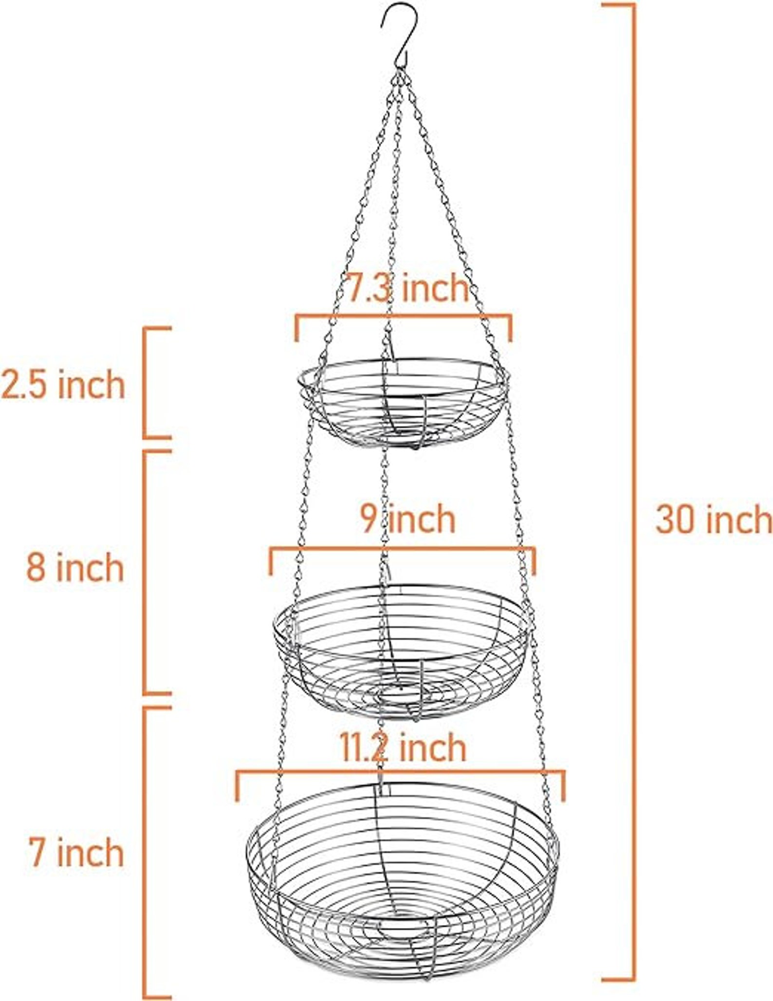 Metal Frame 3-tier Hanging Planter, Fruits Basket/bowls, Macrame Wall ...