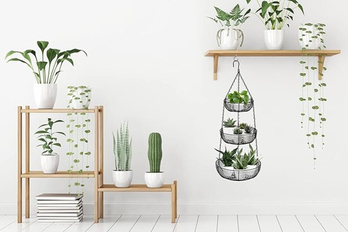 Metal Frame 3-tier Hanging Planter, Fruits Basket/bowls, Macrame Wall ...