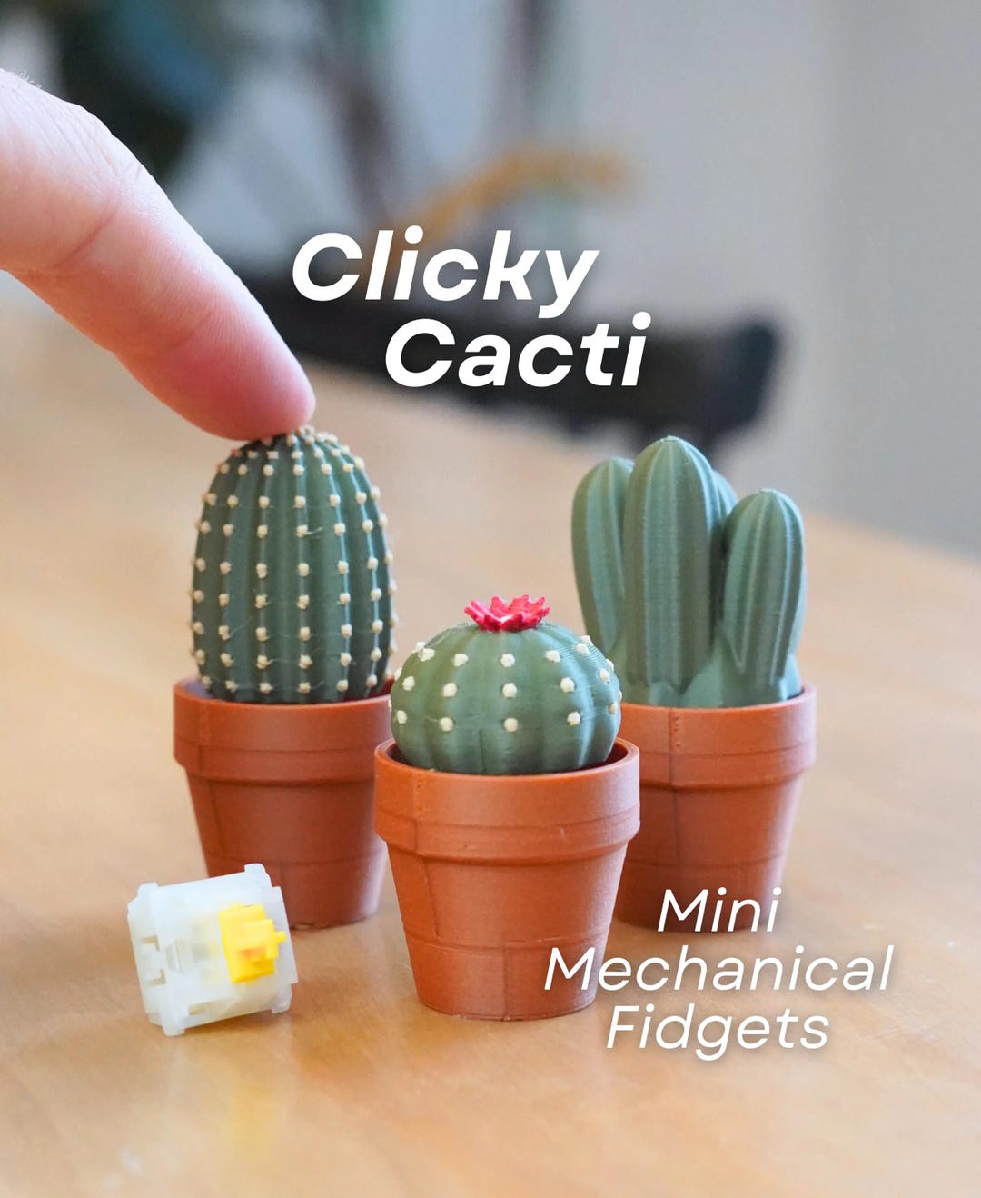 3D Printed Clicky Cacti Fidget Toy | Pocket Plant With Mechanical ...