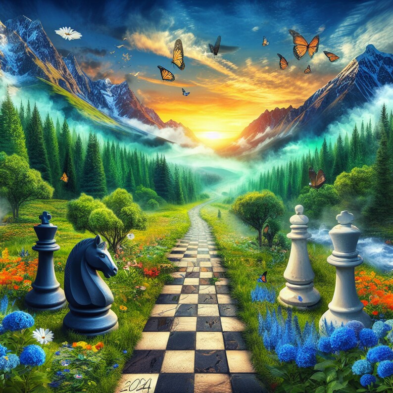 Chess Themed Pathway at Sunrise 1 - Etsy