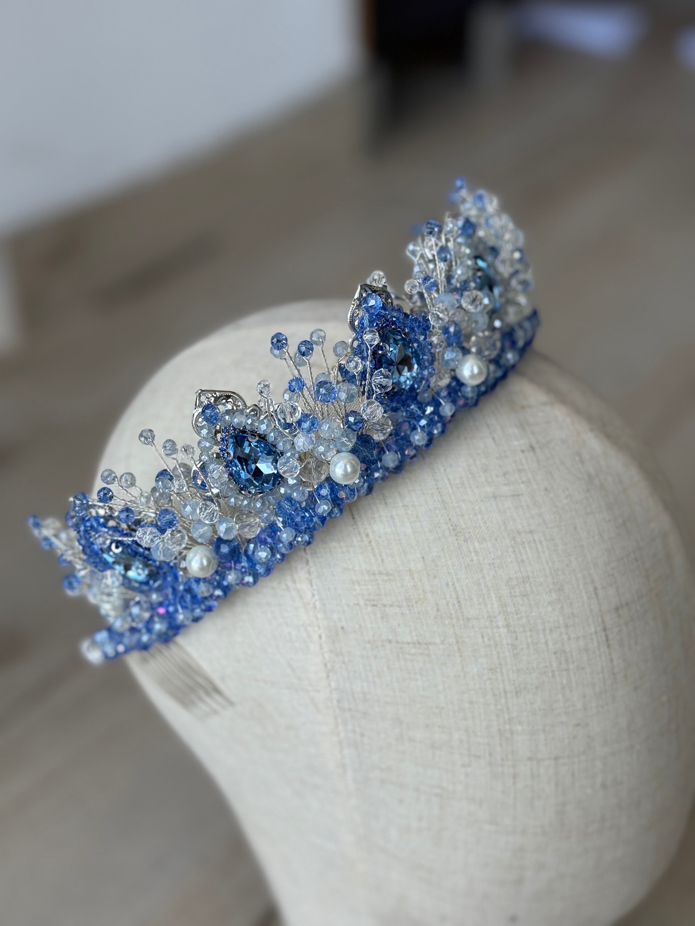 Sweet Sixteen Tiara, Blue Tiara Crown, Quinceanera Tiaras, Blue Crystal ...