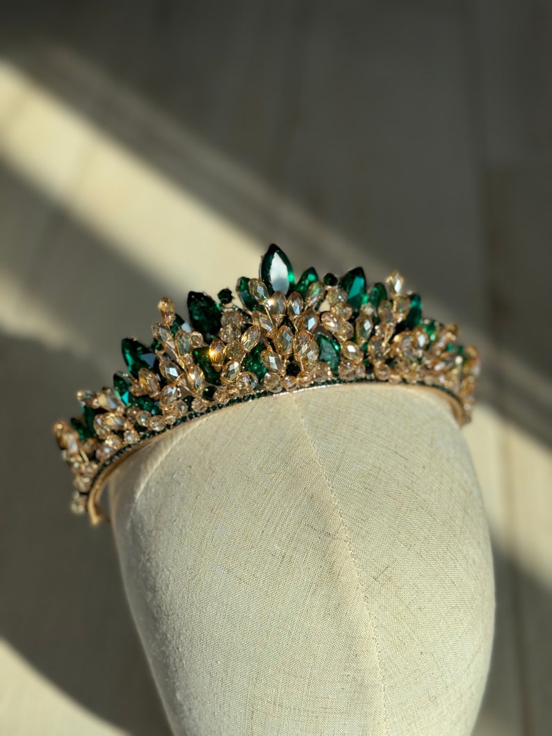 Quinceanera Crown, Quince Tiara Crown, Green Tiara Crown, Handmade ...