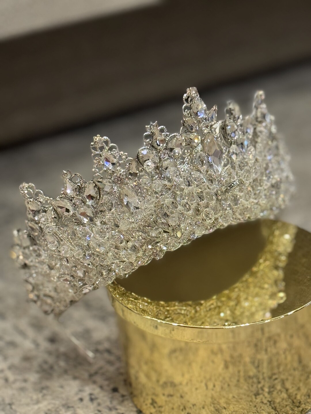 Handmade Wedding Crown Adorned With Crystals and Stones, Bridal ...