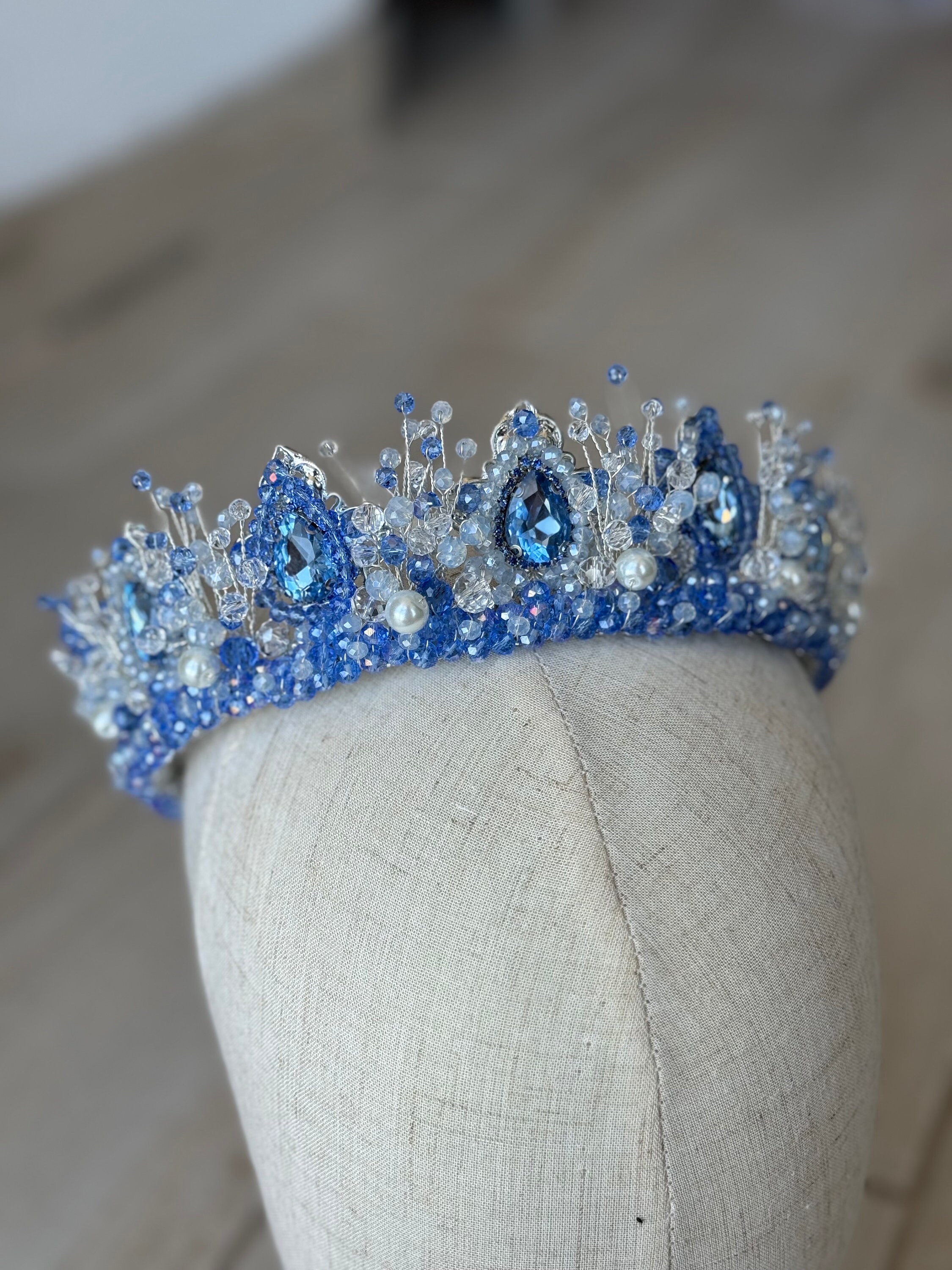 Sweet Sixteen Tiara, Blue Tiara Crown, Quinceanera Tiaras, Blue Crystal ...