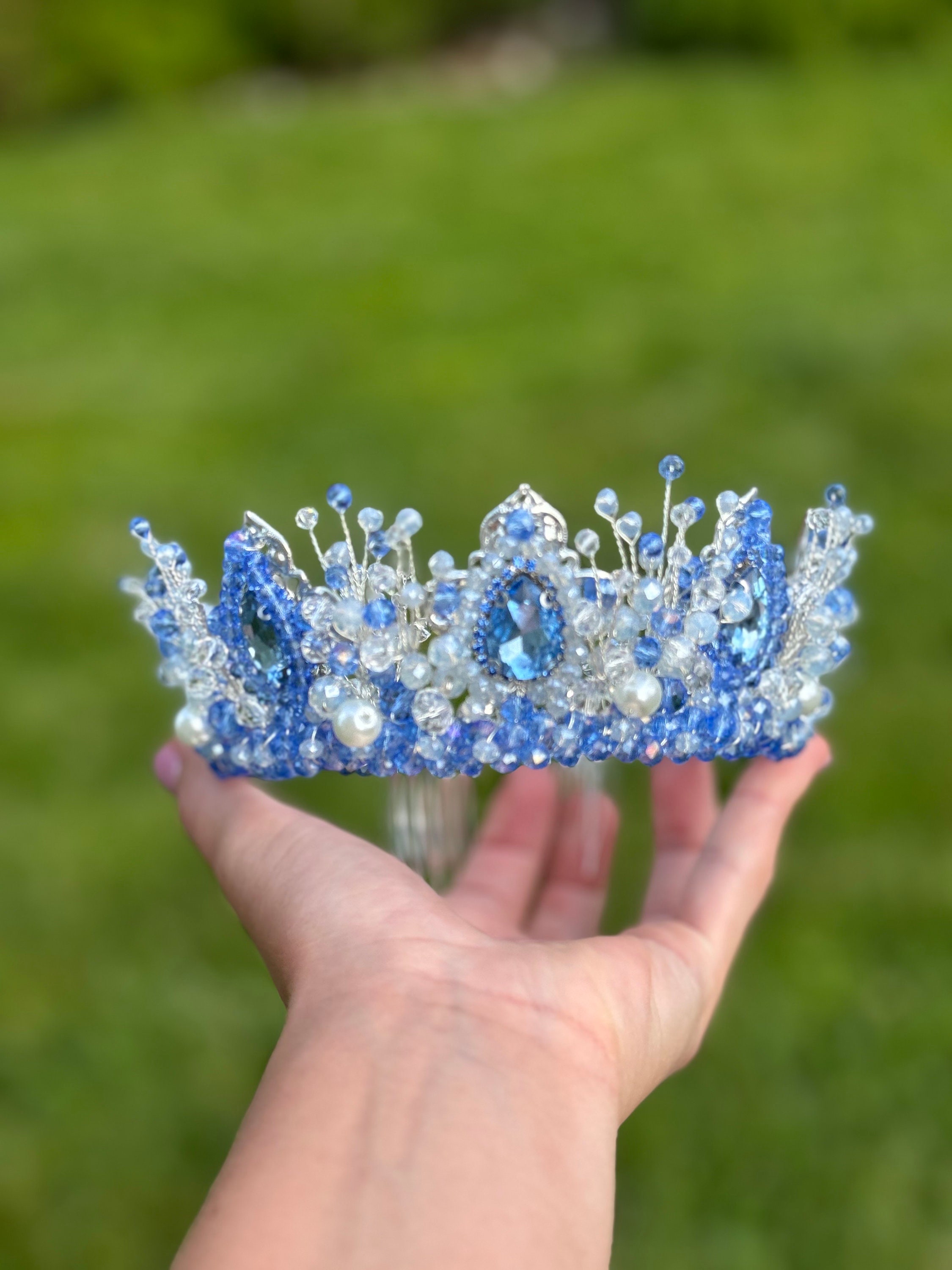 Sweet Sixteen Tiara, Blue Tiara Crown, Quinceanera Tiaras, Blue Crystal ...