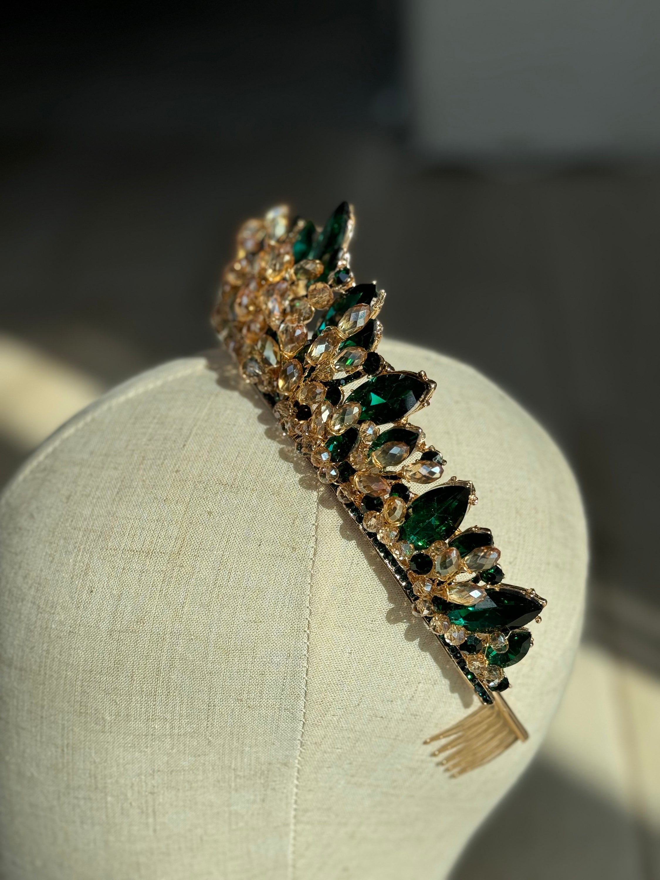 Quinceanera Crown, Quince Tiara Crown, Green Tiara Crown, Handmade ...