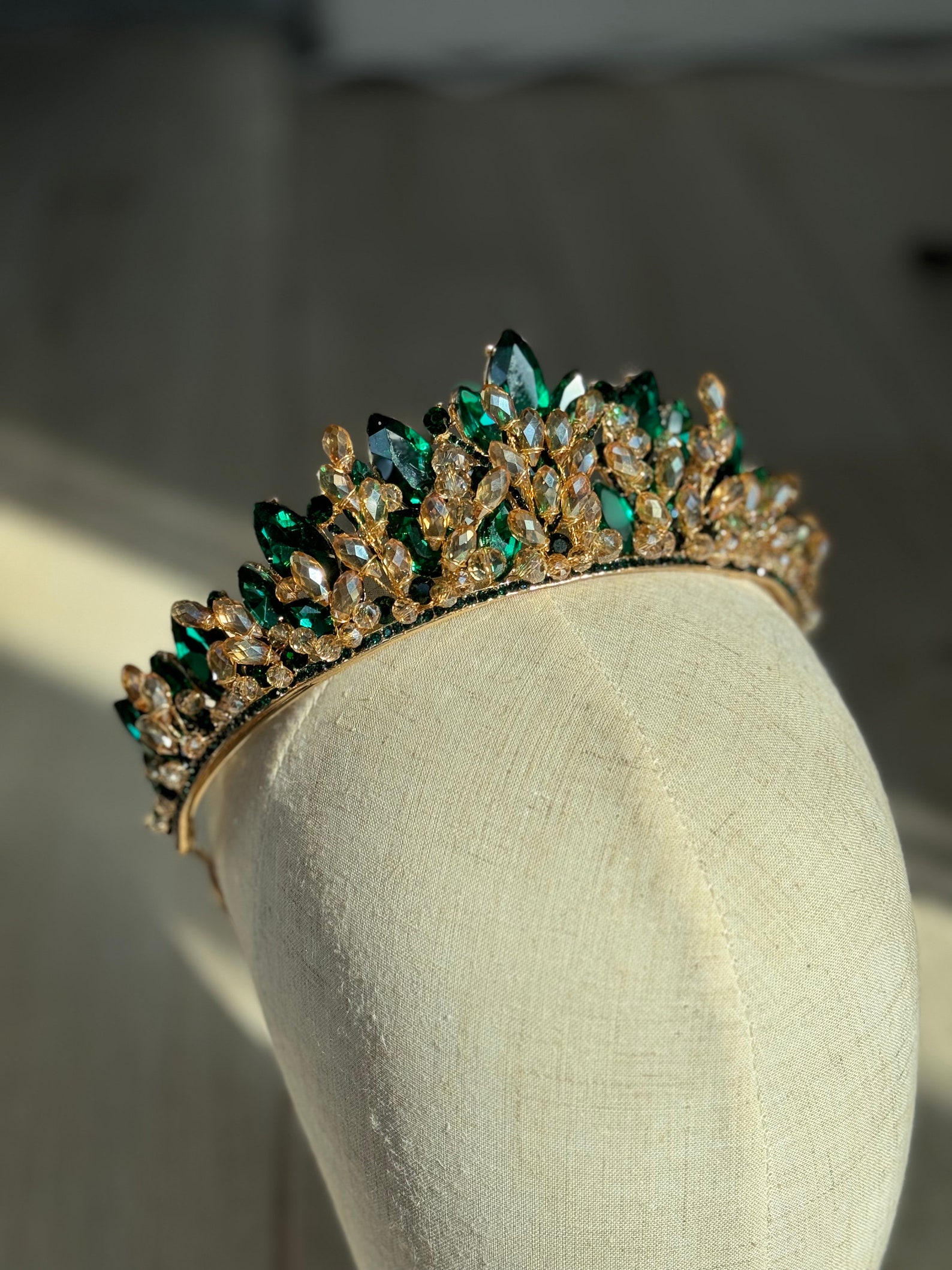 Quinceanera Crown, Quince Tiara Crown, Green Tiara Crown, Handmade ...