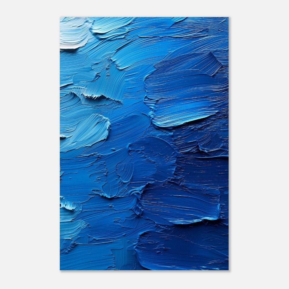 Abstract Blue Ocean Wave Painting, Nautical Wall Decor, Coastal Art ...