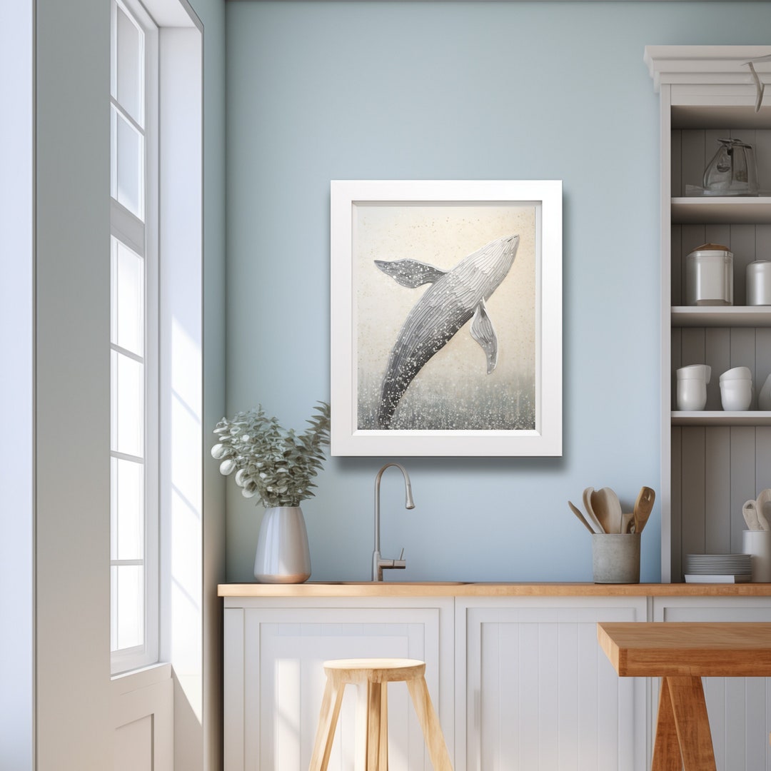Whale Art Print, Ocean Animal Wall Decor, Printable Sea Life ...