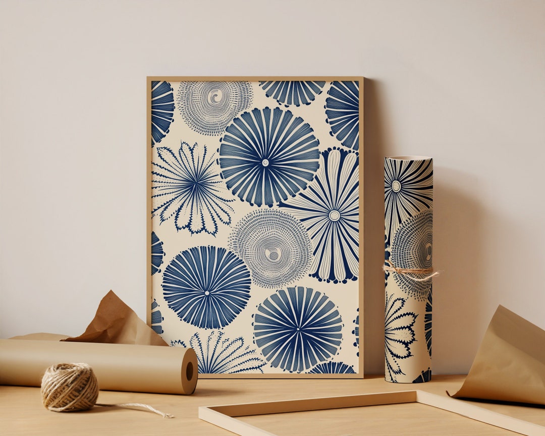 Navy Blue Sea Coral Digital Paper, Ocean Themed Instant Download ...