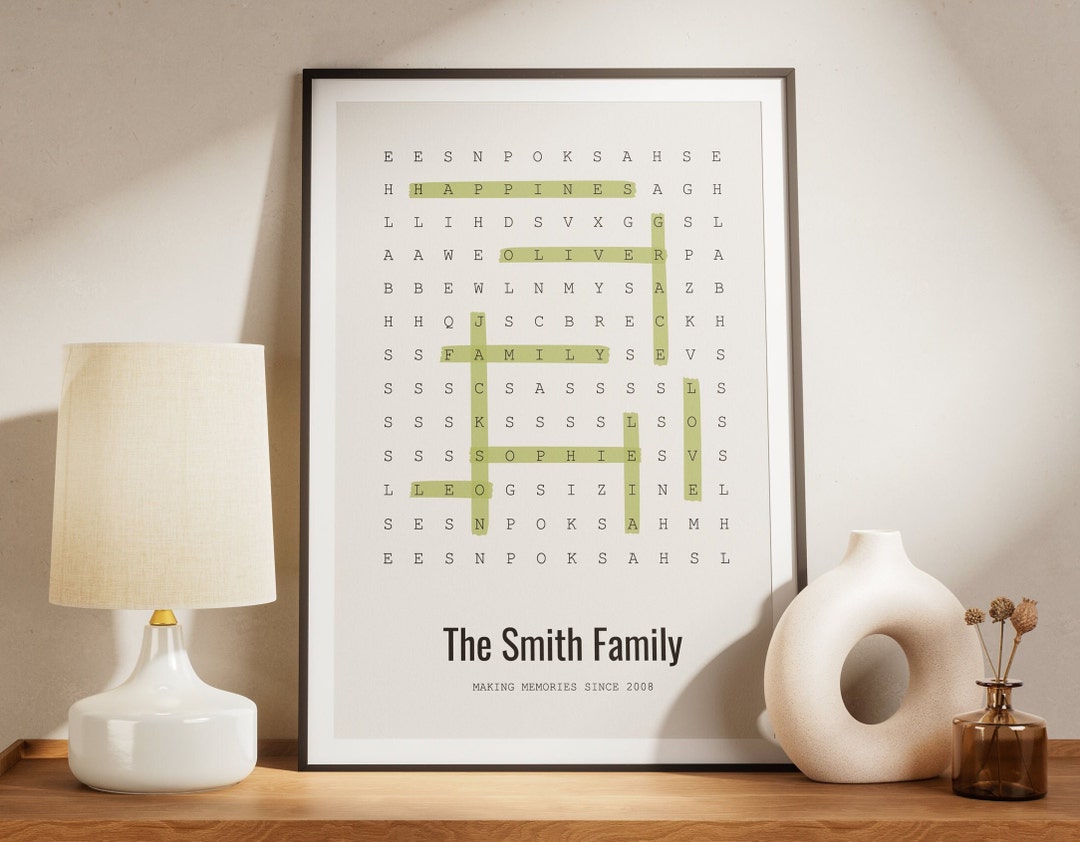 Custom Family Poster Word Search Poster Personalized Word Search ...