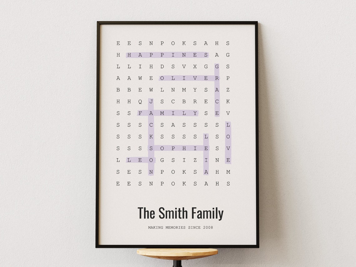 Custom Family Poster Word Search Poster Personalized Word Search ...