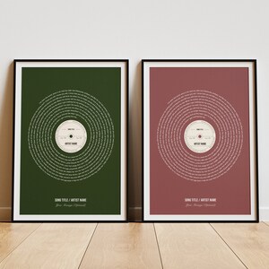 Custom Record Lyrics Poster, Anniversary Wedding Gift, Vinyl Lyric ...