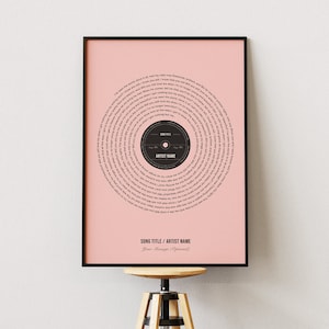 Custom Record Lyrics Poster, Anniversary Wedding Gift, Vinyl Lyric ...