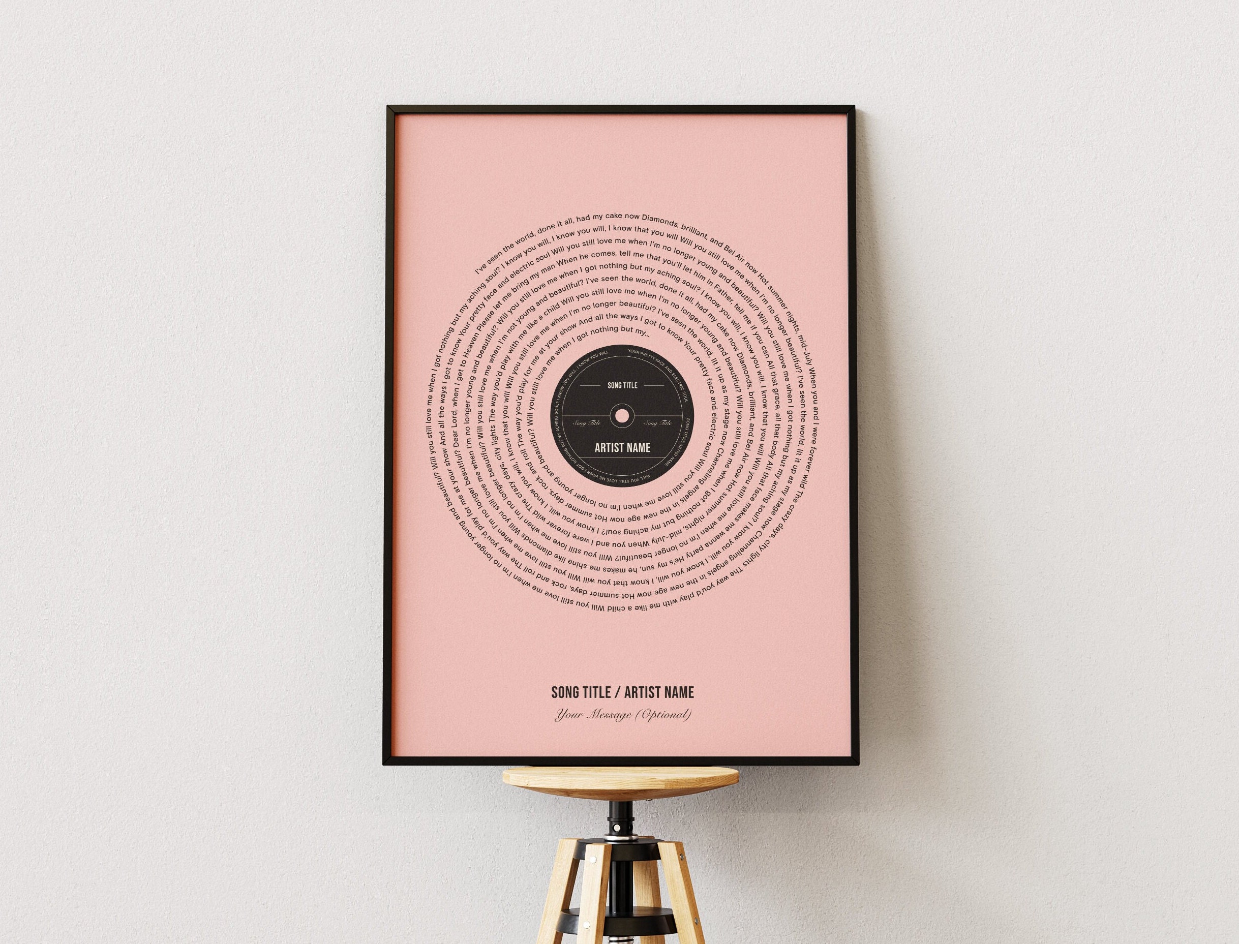 Custom Record Lyrics Poster, Anniversary Wedding Gift, Vinyl Lyric ...