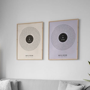 Custom Record Lyrics Poster, Anniversary Wedding Gift, Vinyl Lyric ...