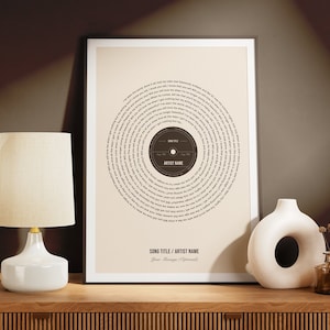 Custom Record Lyrics Poster, Anniversary Wedding Gift, Vinyl Lyric ...
