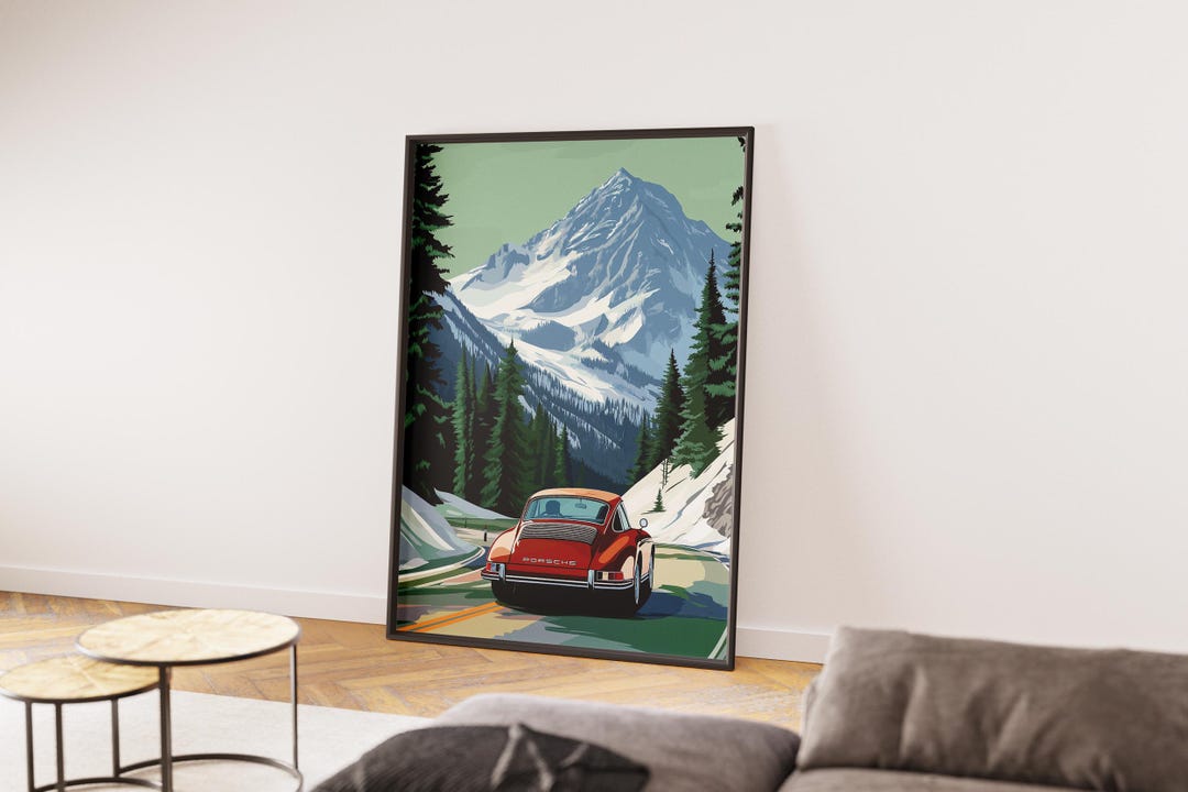 Porsche 911 Alpine Poster: Vintage Snowy Mountain Landscape, Printable ...