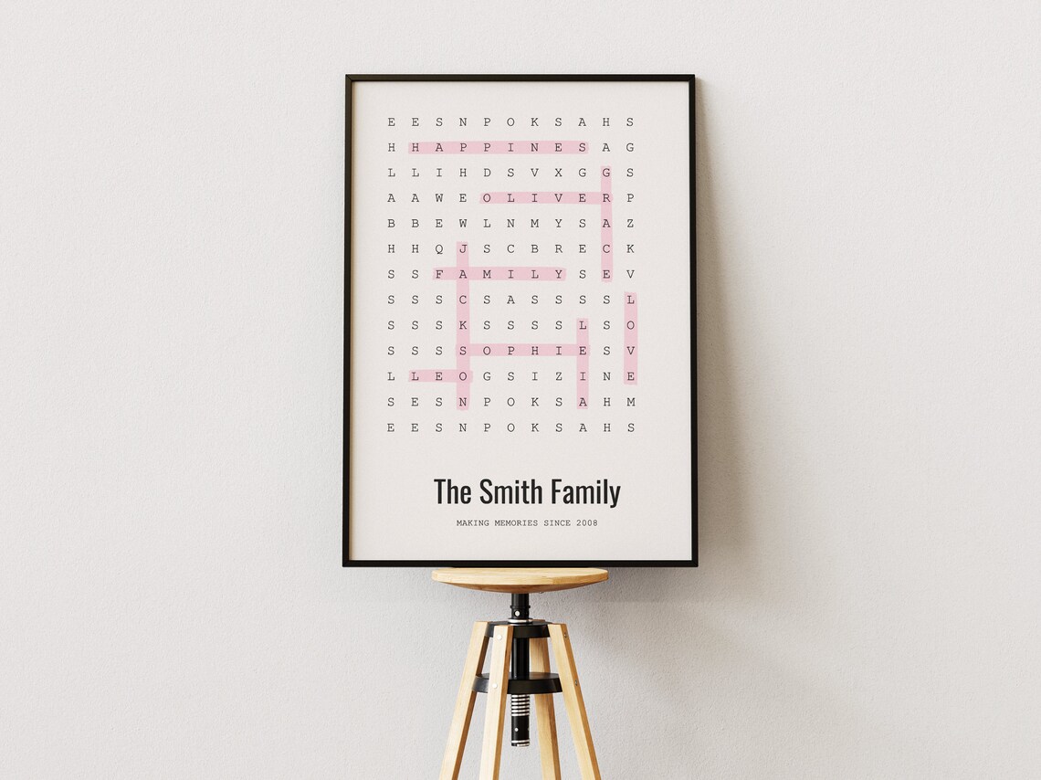 Custom Family Poster Word Search Poster Personalized Word Search ...