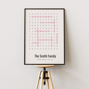 Custom Family Poster Word Search Poster Personalized Word Search ...