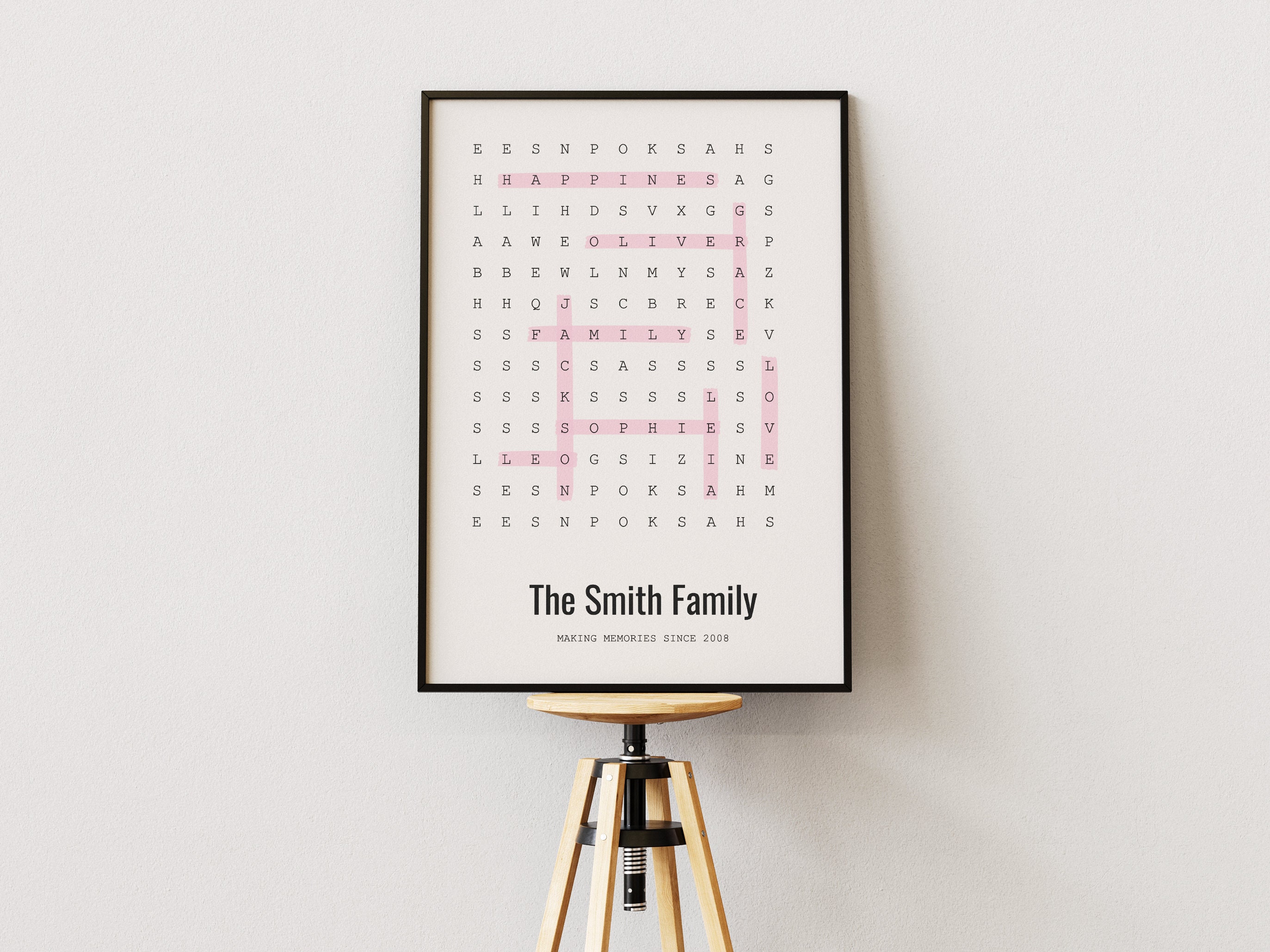 Custom Family Poster Word Search Poster Personalized Word Search ...