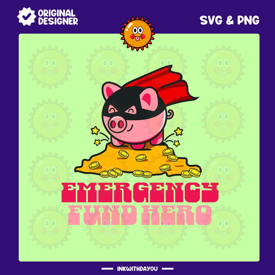 Cute Financial Stickers Svg, Piggy Bank Png, Emergency Fund Hero ...
