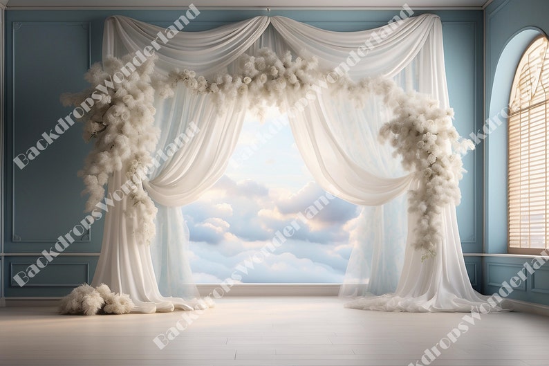 10x Heavenly White Cloudscape Textures, White Dreamy Sheer Curtain ...