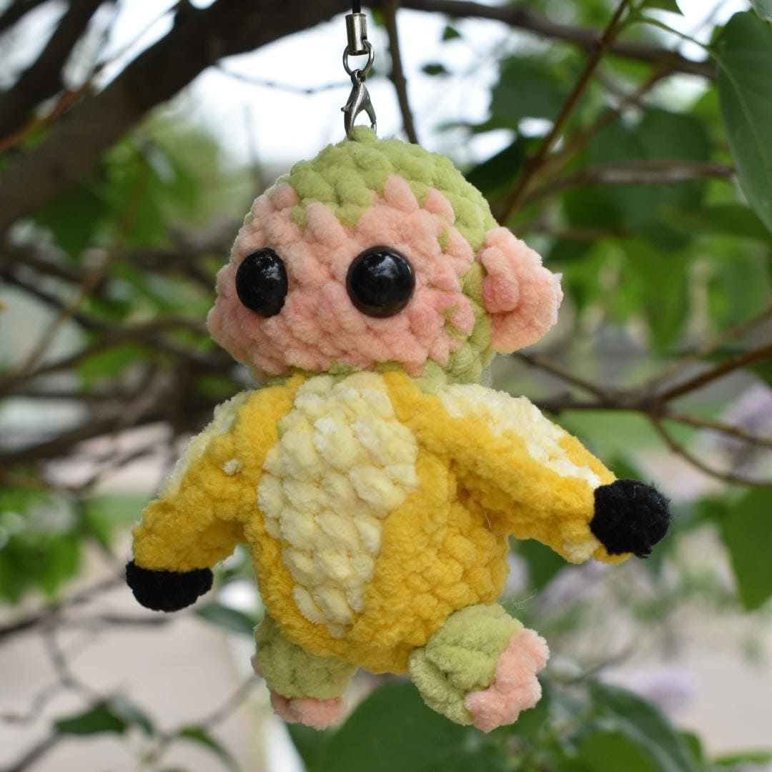 Mini Chimpanzee Amigurumi Crochet Pattern – Bananino Keychain Plush Toy ...