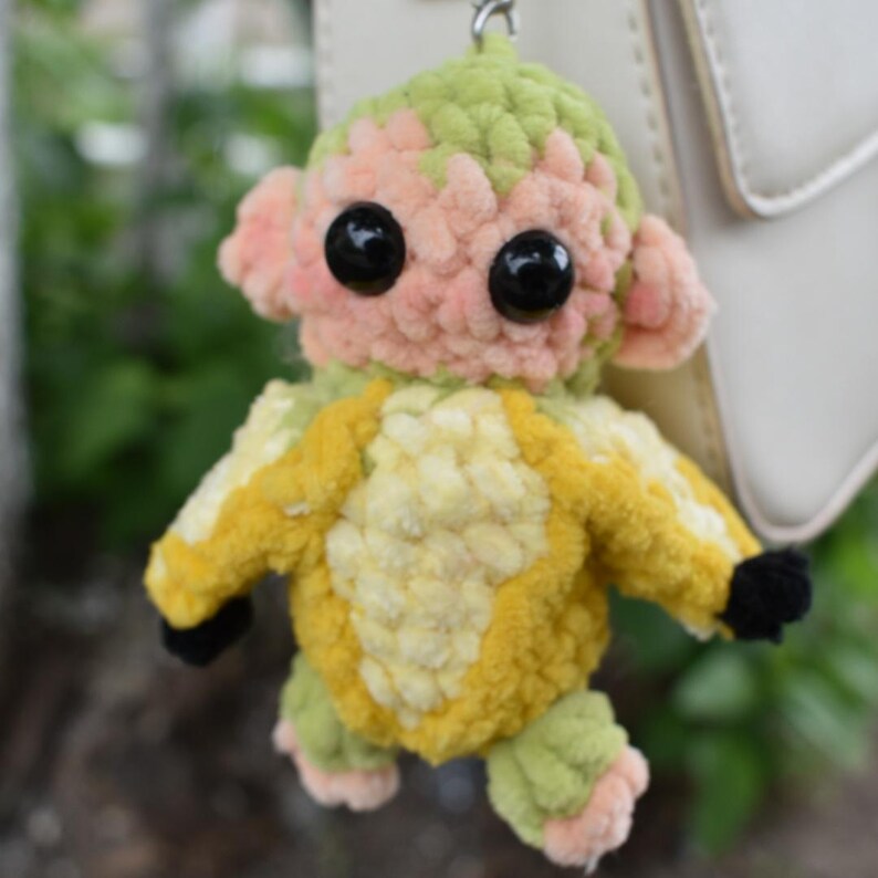 Mini Chimpanzee Amigurumi Crochet Pattern – Bananino Keychain Plush Toy ...