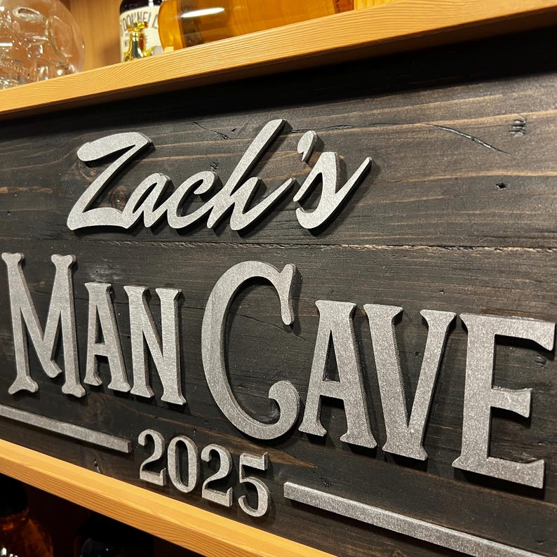 Personalized Man Cave Wood Slat Sign With Name and Year; Father’s Day ...