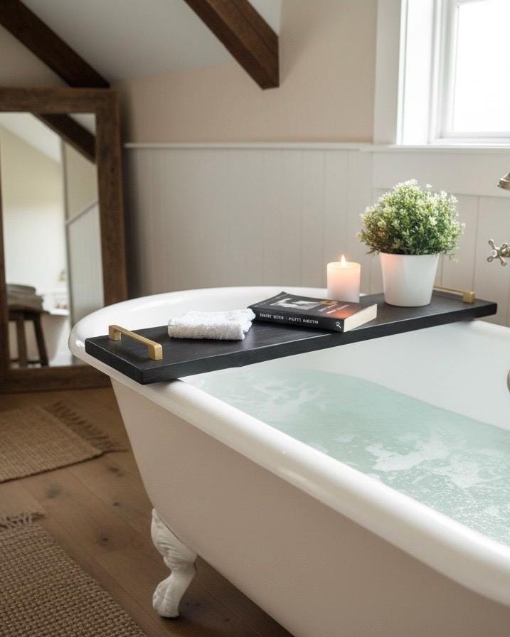 Rustic Solid Wood Bathtub Tray | Wooden Bath Caddy | Farmhouse Bath ...