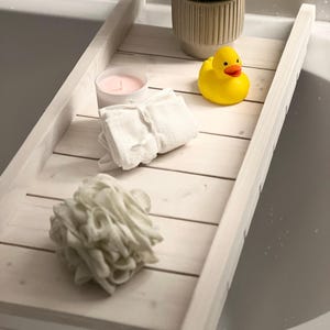 Handcrafted Rustic Wooden Slat Bath Caddy - Inset Base and Raised Sides ...