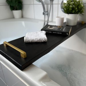 Rustic Solid Wood Bathtub Tray | Wooden Bath Caddy | Farmhouse Bath ...