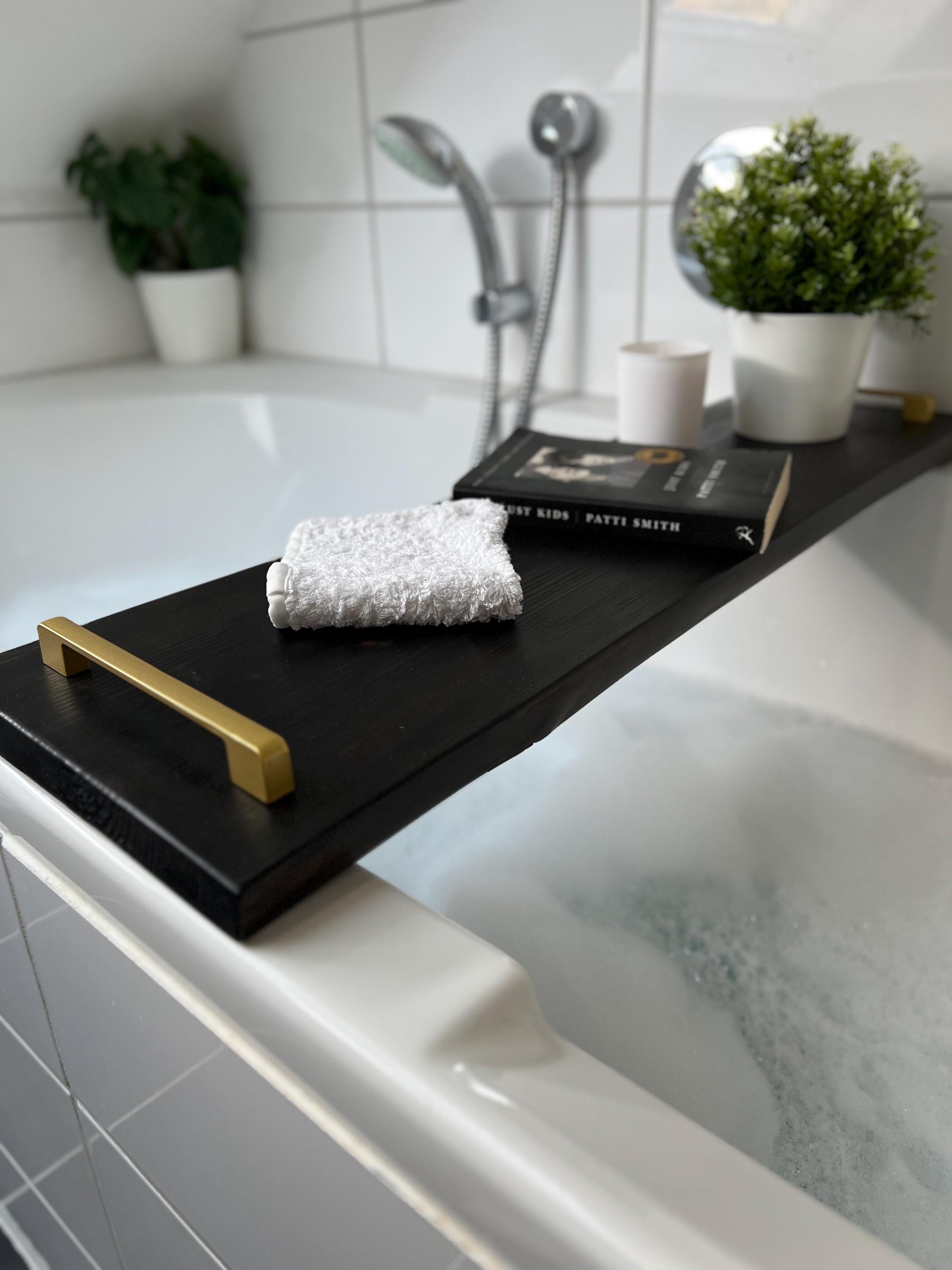 Rustic Charm Solid Wood Slab Bathtub Caddy - Handcrafted Long Wooden ...