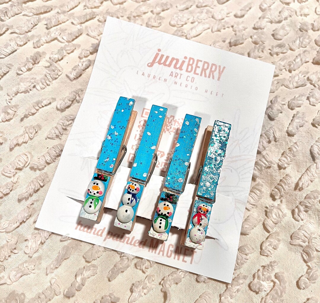 Snowmen Magnetic Clothespin Set by Juniberry Art Co - Etsy