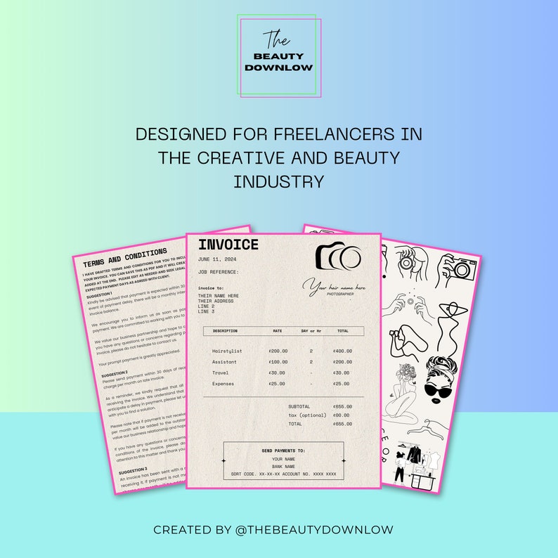 Canva Pro Invoice Template for PHOTOGRAPHERS and STYLISTS Esty Digital ...