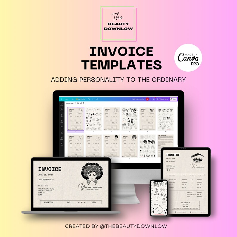 Canva Pro Invoice Template for PHOTOGRAPHERS and STYLISTS Esty Digital ...