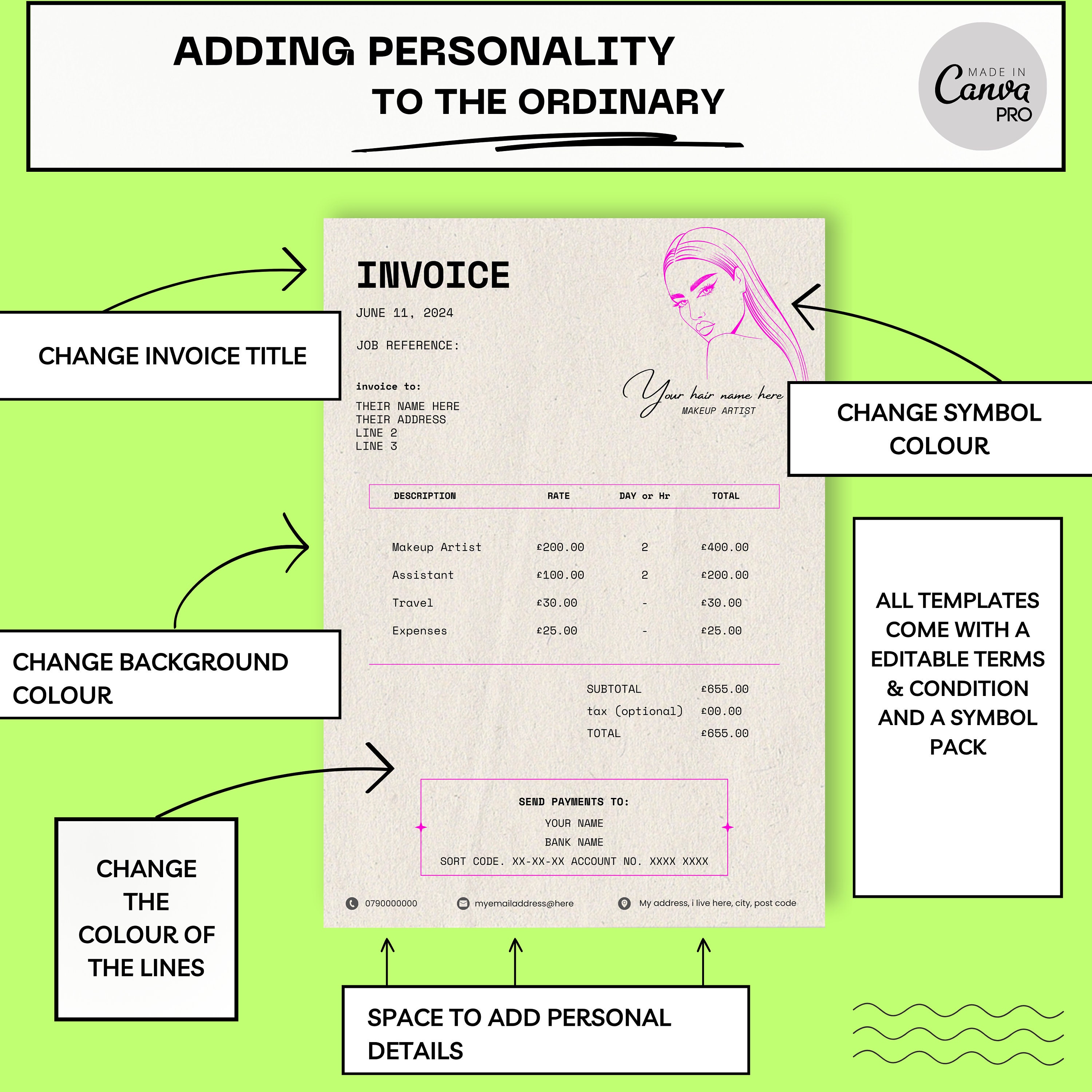 Canva Pro Invoice Template for PHOTOGRAPHERS and STYLISTS Esty Digital ...
