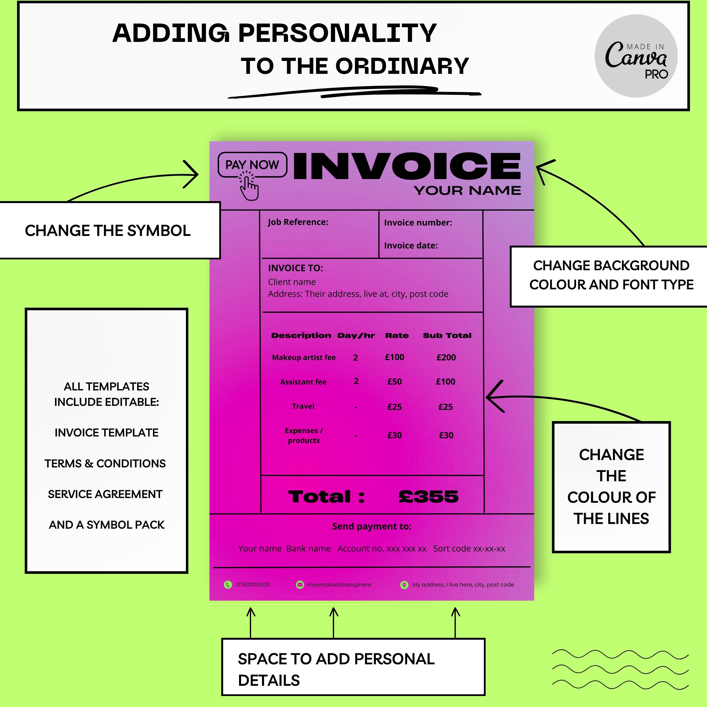 Invoice Template for Makeup Artists | Hairstylists | Beauty ...