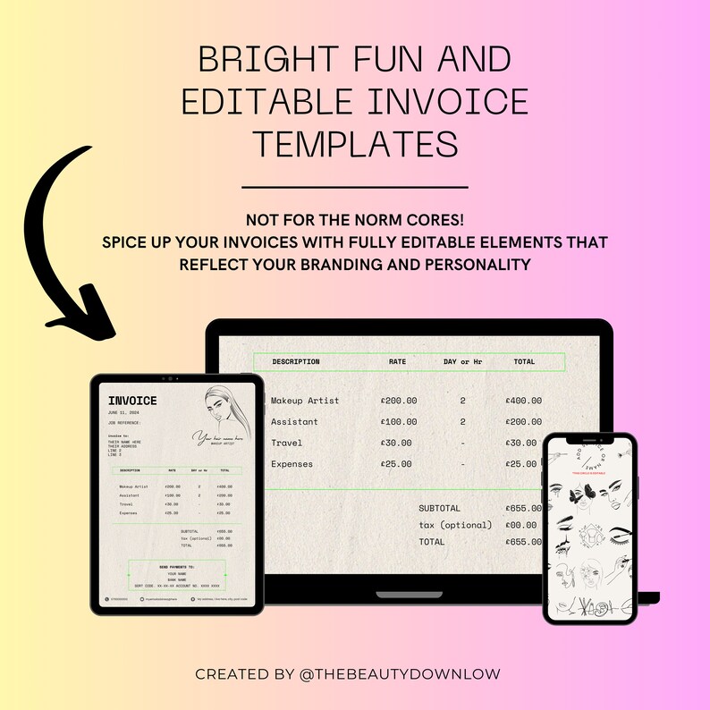 Canva Pro Invoice Template for PHOTOGRAPHERS and STYLISTS Esty Digital ...