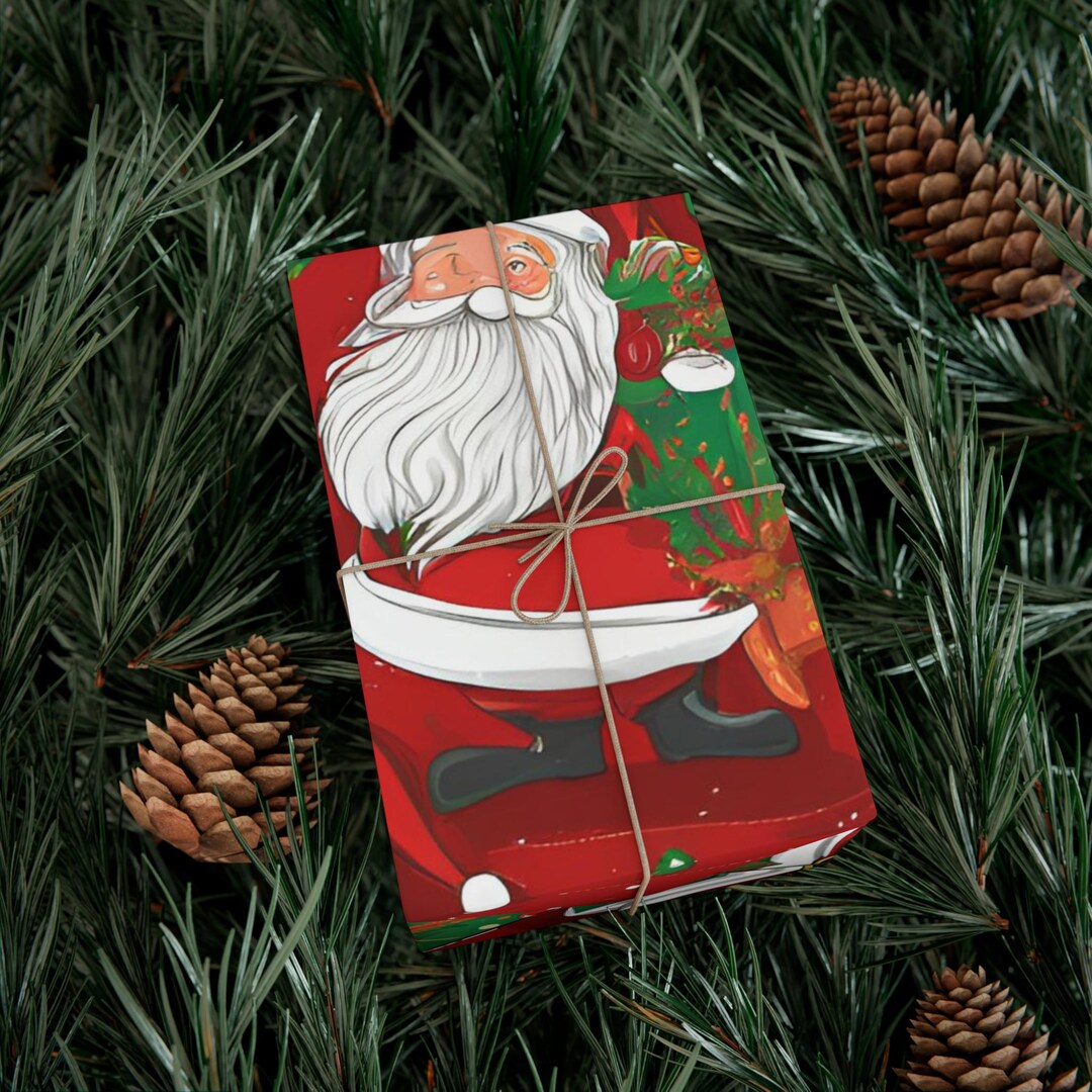 Christmas Wrapping Paper, Santa Claus Gift Wrap, Christmas Gift Wrap ...