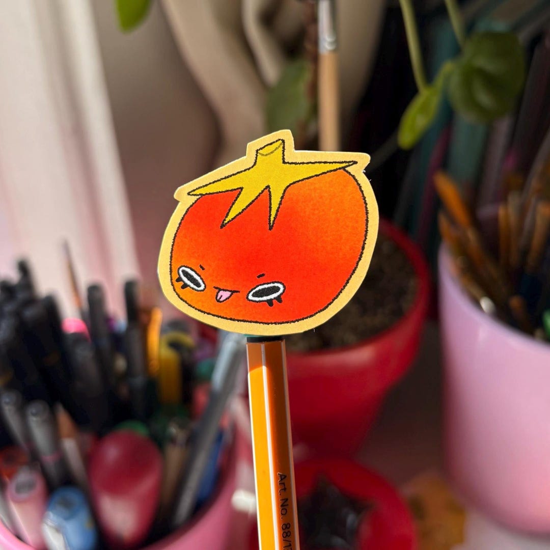 Cute Illustrated Silly Tomato Sticker / Glossy Sticker - Etsy