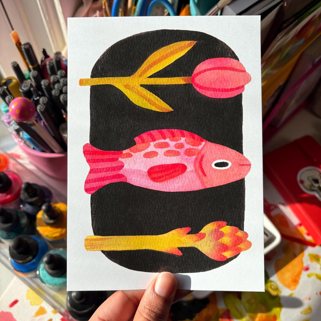 Cute Illustrated Fish Art Print - Etsy