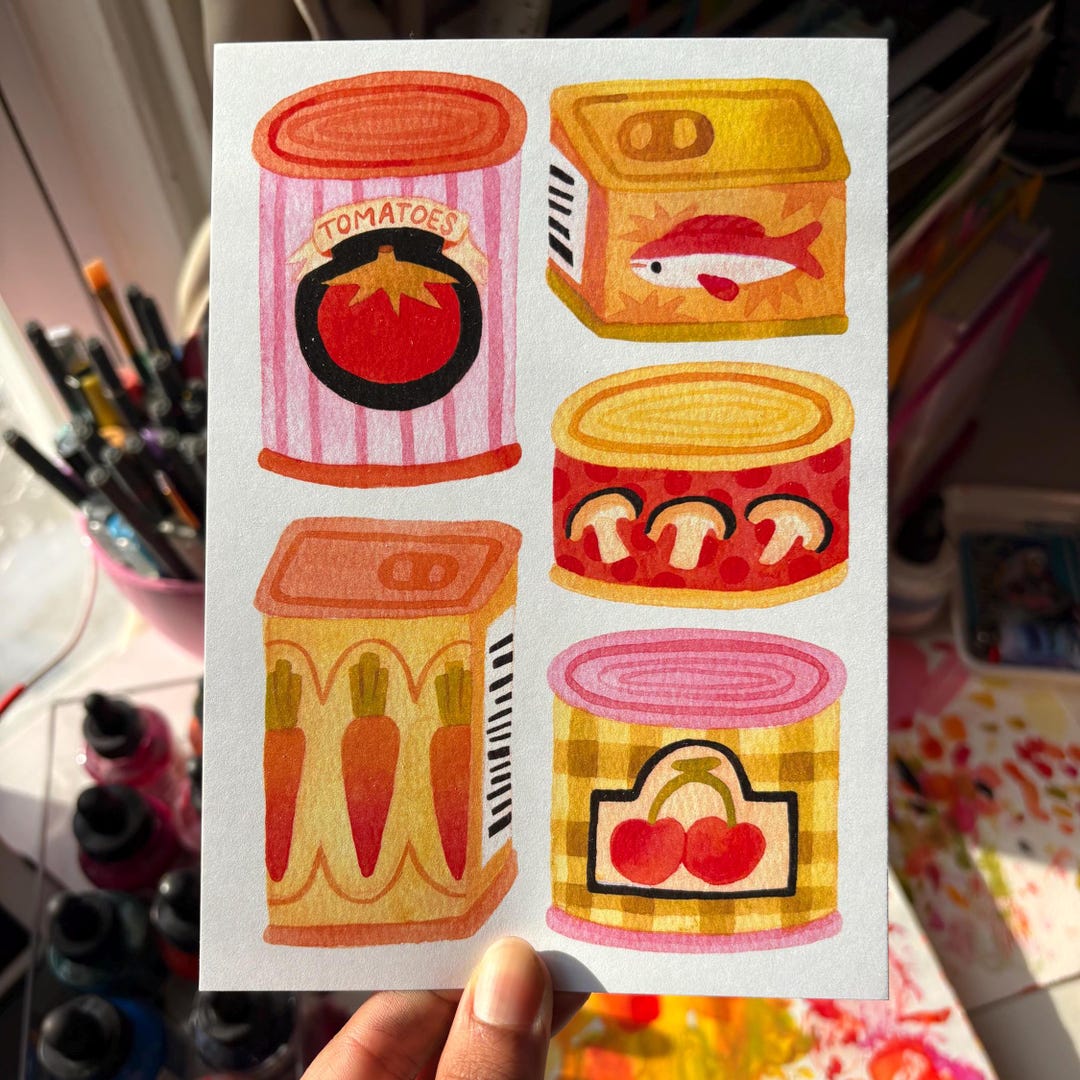 Cute Illustrated Canned Foods Art Print - Etsy