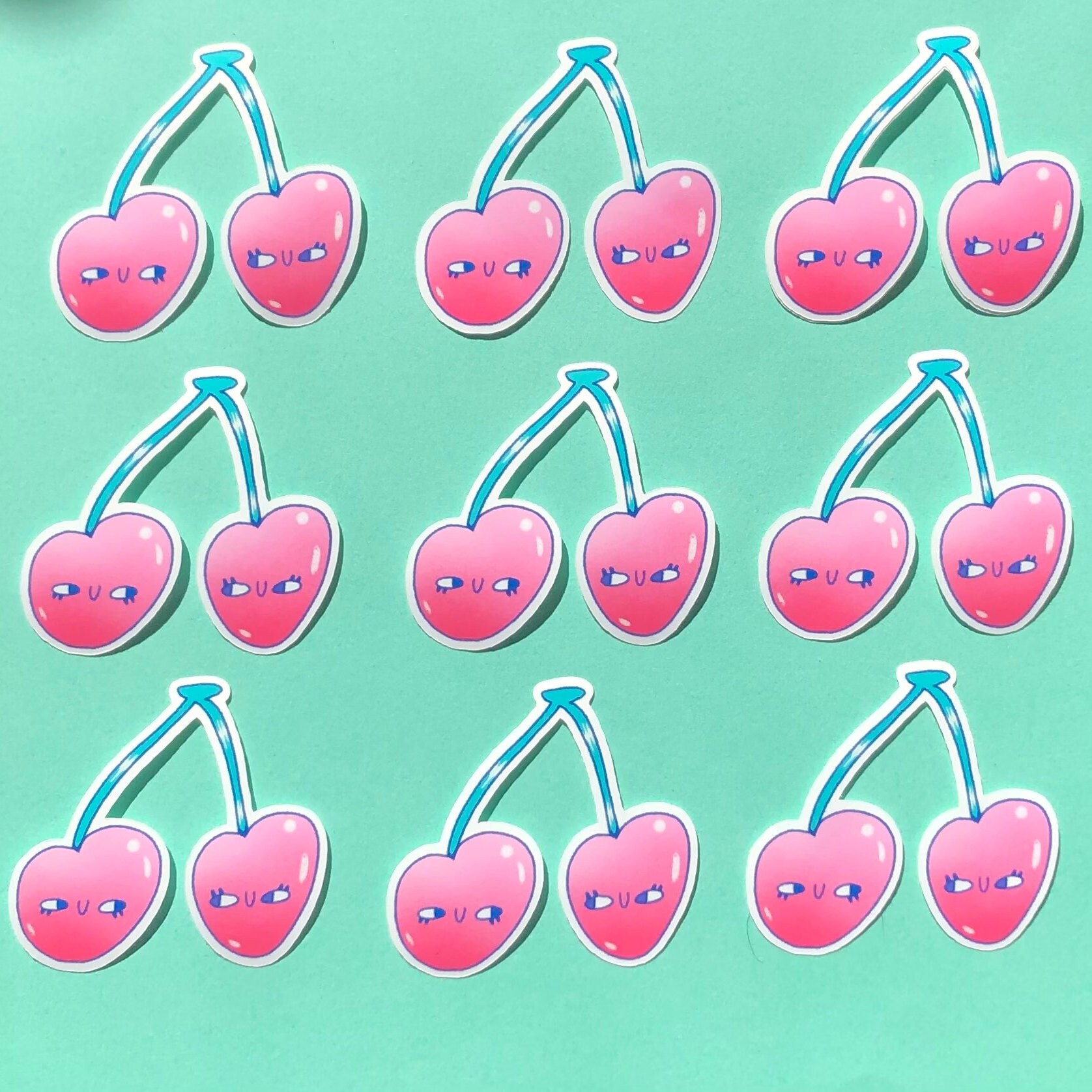 Cute Illustrated Cherries Sticker / Glossy Sticker - Etsy